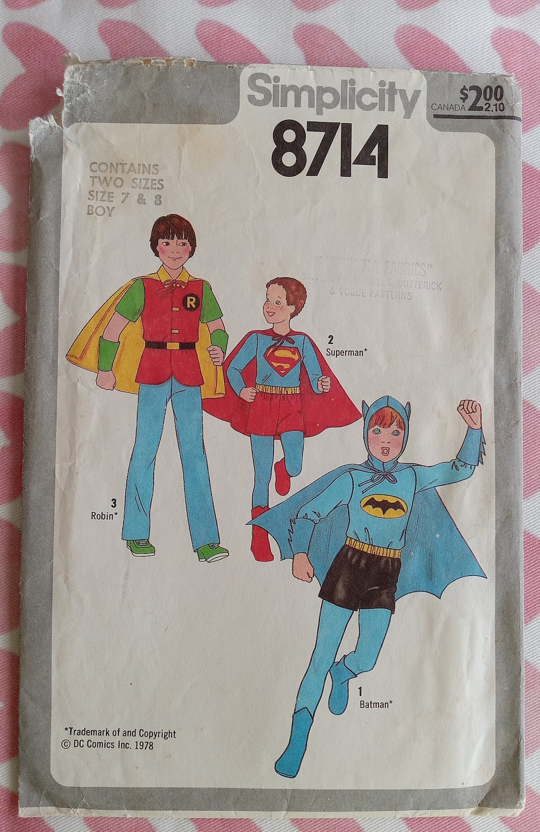 Vintage Simplicity 8714, Classic DC Comics Costumes Pattern, UC/FF - Etsy