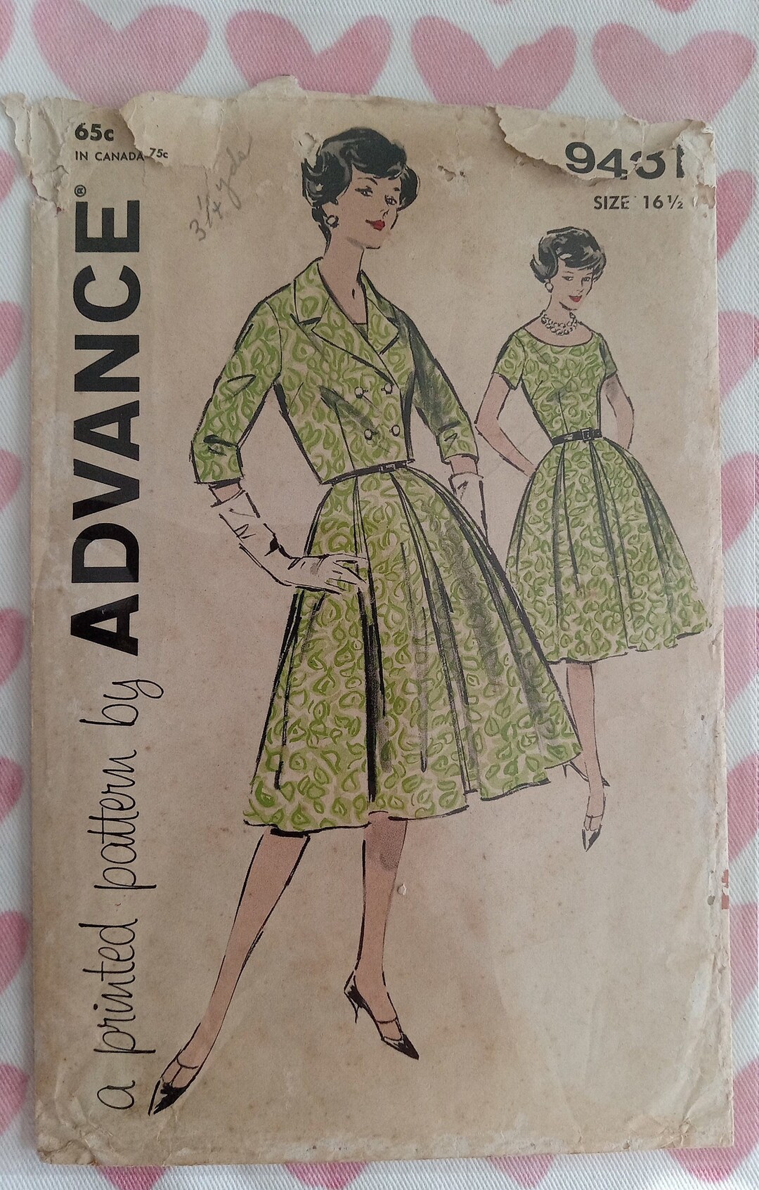 Vintage Advance 9431, Dress Suit Pattern, Partially Cut - Etsy