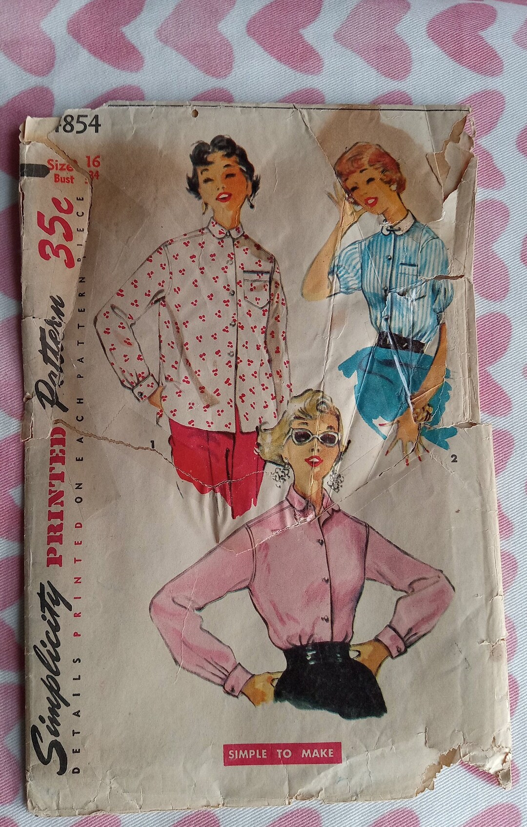 Vintage Simplicity 4854, Blouse Pattern, C/C - Etsy