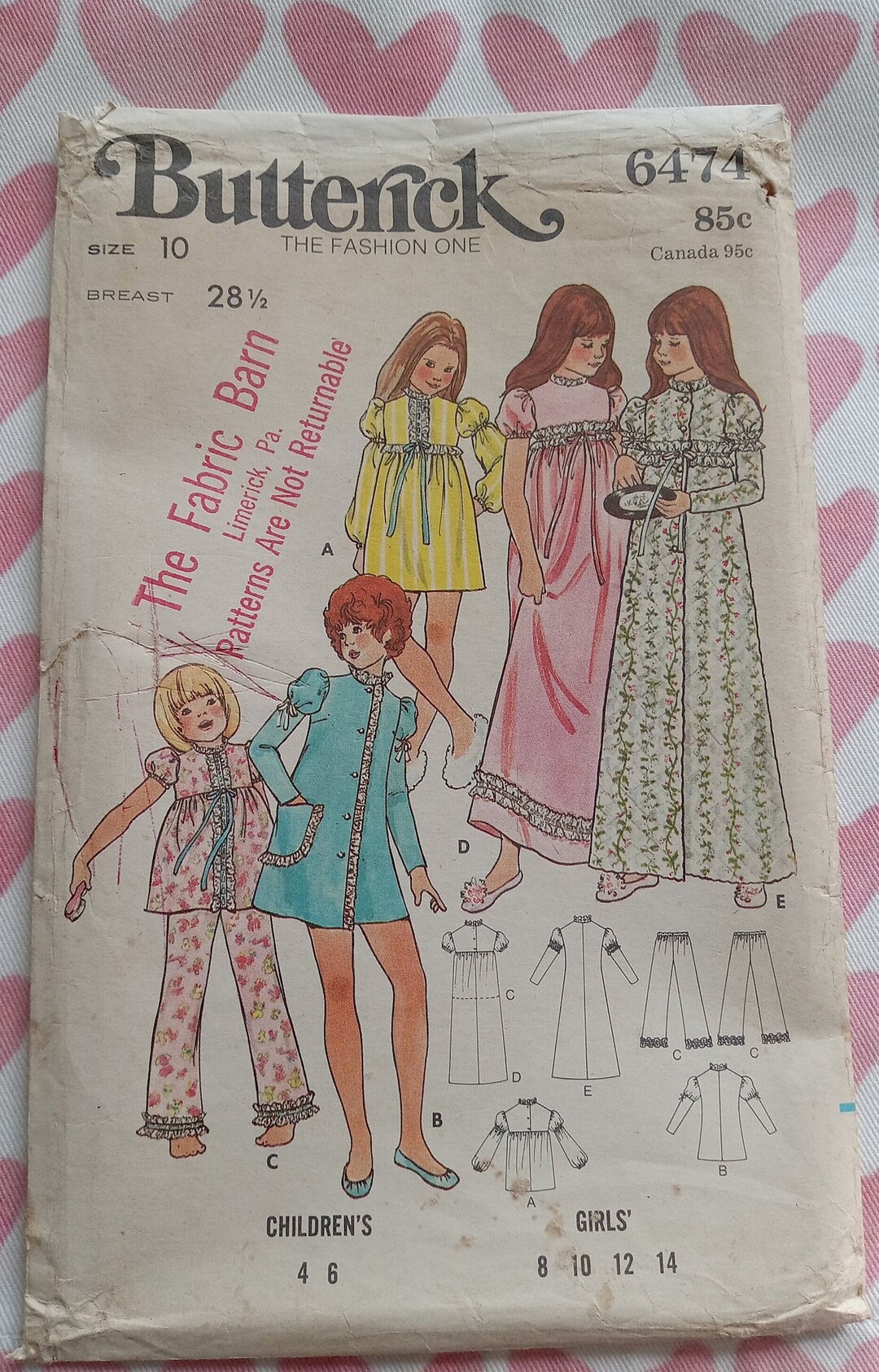 Vintage Butterick 6474, Girls Sleepwear Pattern, UC/FF - Etsy