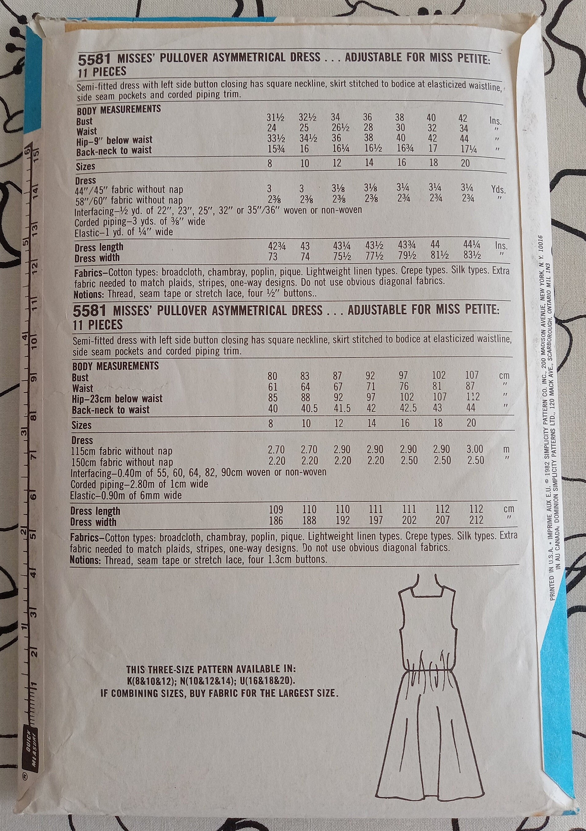 Vintage Simplicity 5581, E.S.P. Dress Pattern, UC/FF - Etsy