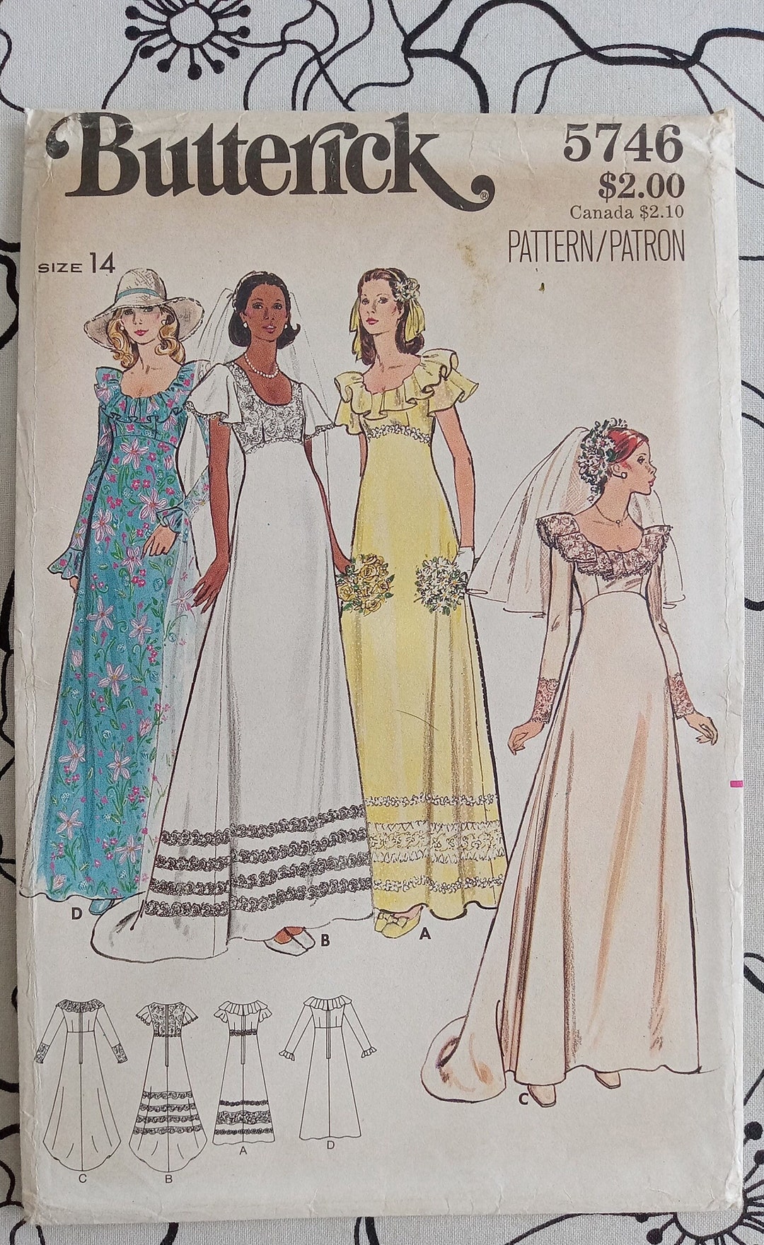 Vintage Butterick 5746, Bridal Gown Pattern, UC/FF - Etsy