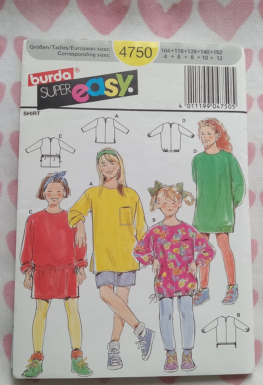 Vintage Burda 4750, Girls Super Easy Top Pattern, UC/FF - Etsy
