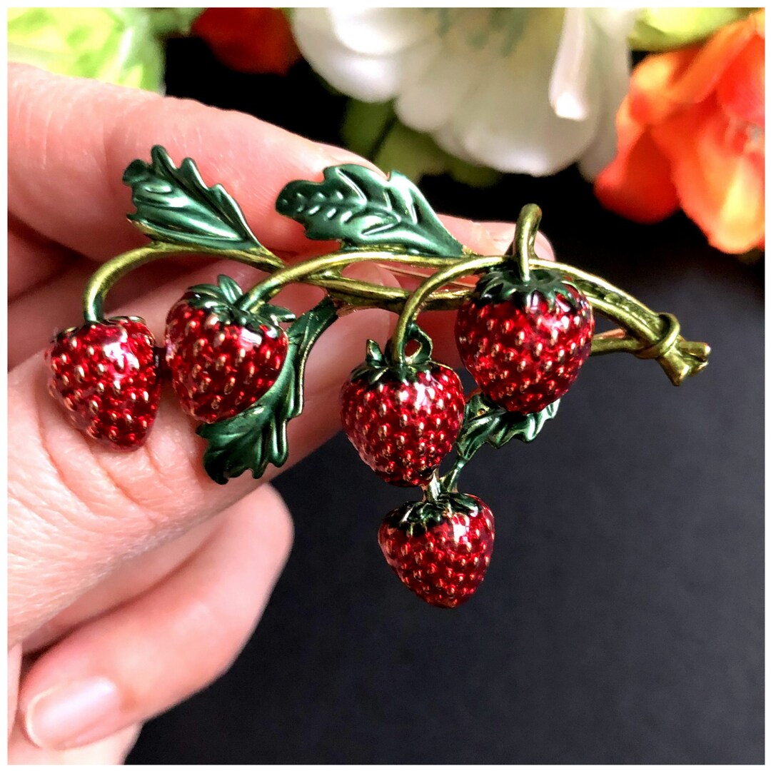 Strawberry Brooch Pin, Red Brooch, Strawberry Jewellery, Strawberry ...