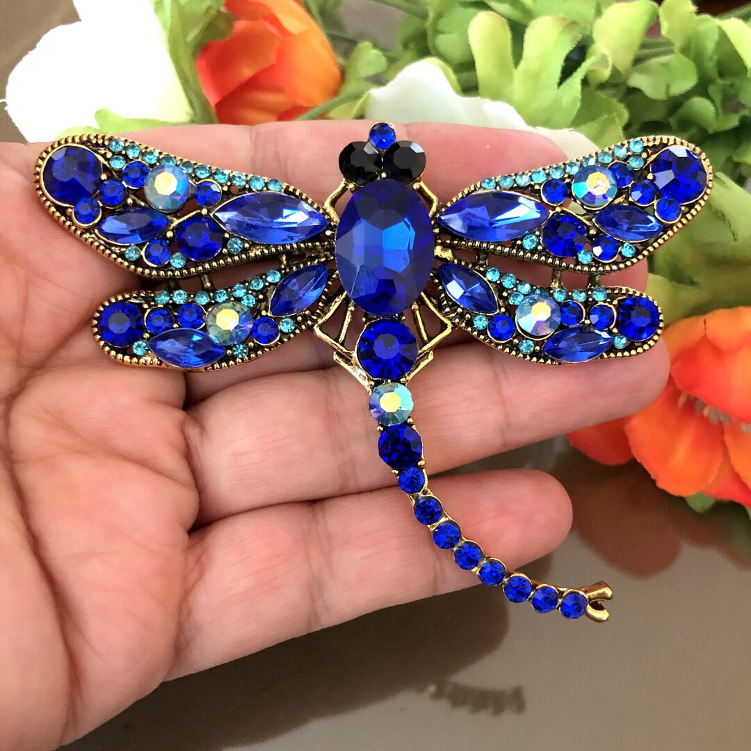 Large Crystal Rhinestone Dragonfly Brooch: Statement Jewelry Gift Ideas ...