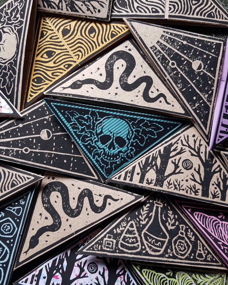 Linoprint-origami Bookmarks, Unique Book Accessories, Booklover Gift ...