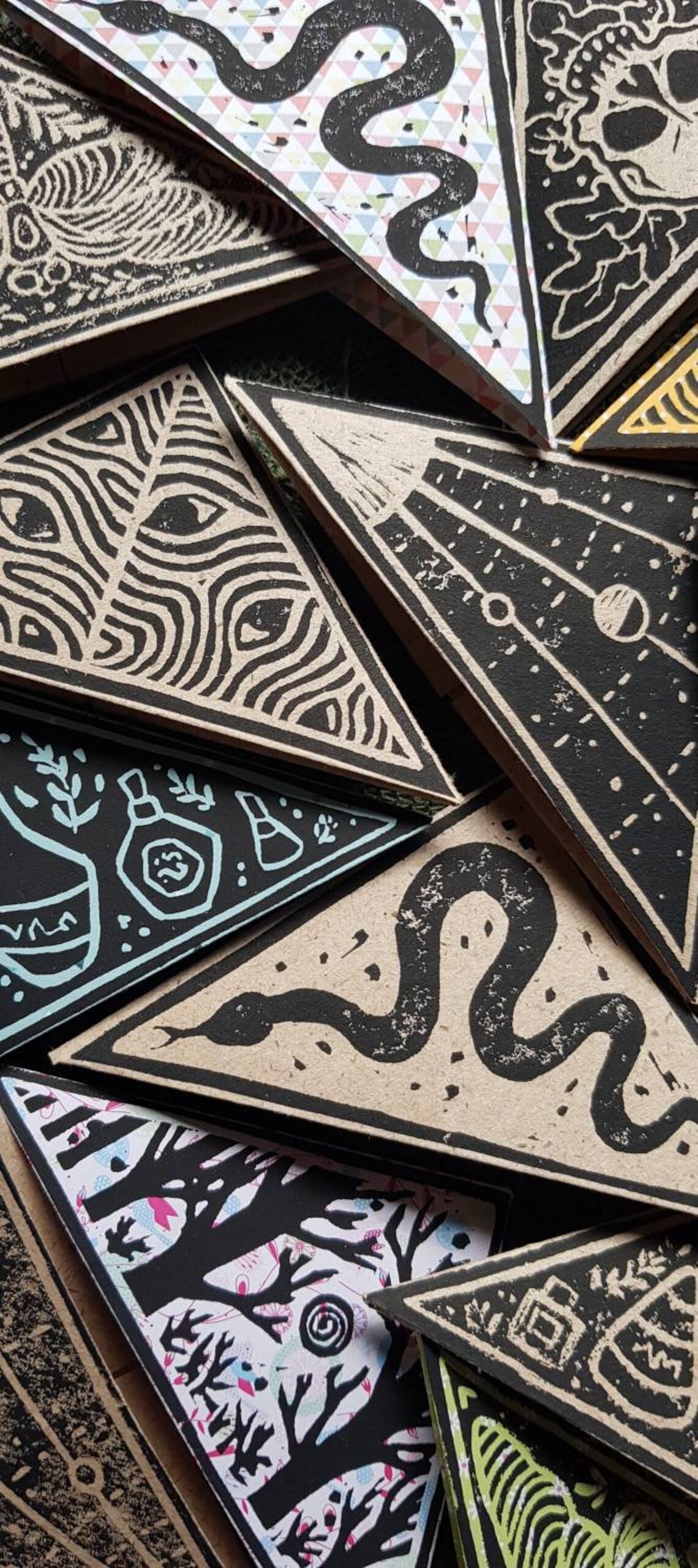 Linoprint-origami Bookmarks Unique Book Accessories | Etsy