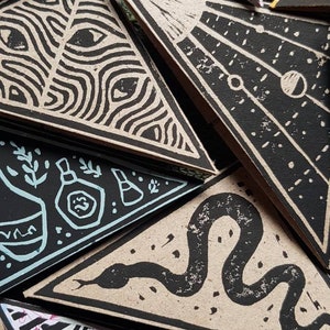 Linoprint-origami Bookmarks, Unique Book Accessories, Booklover Gift ...