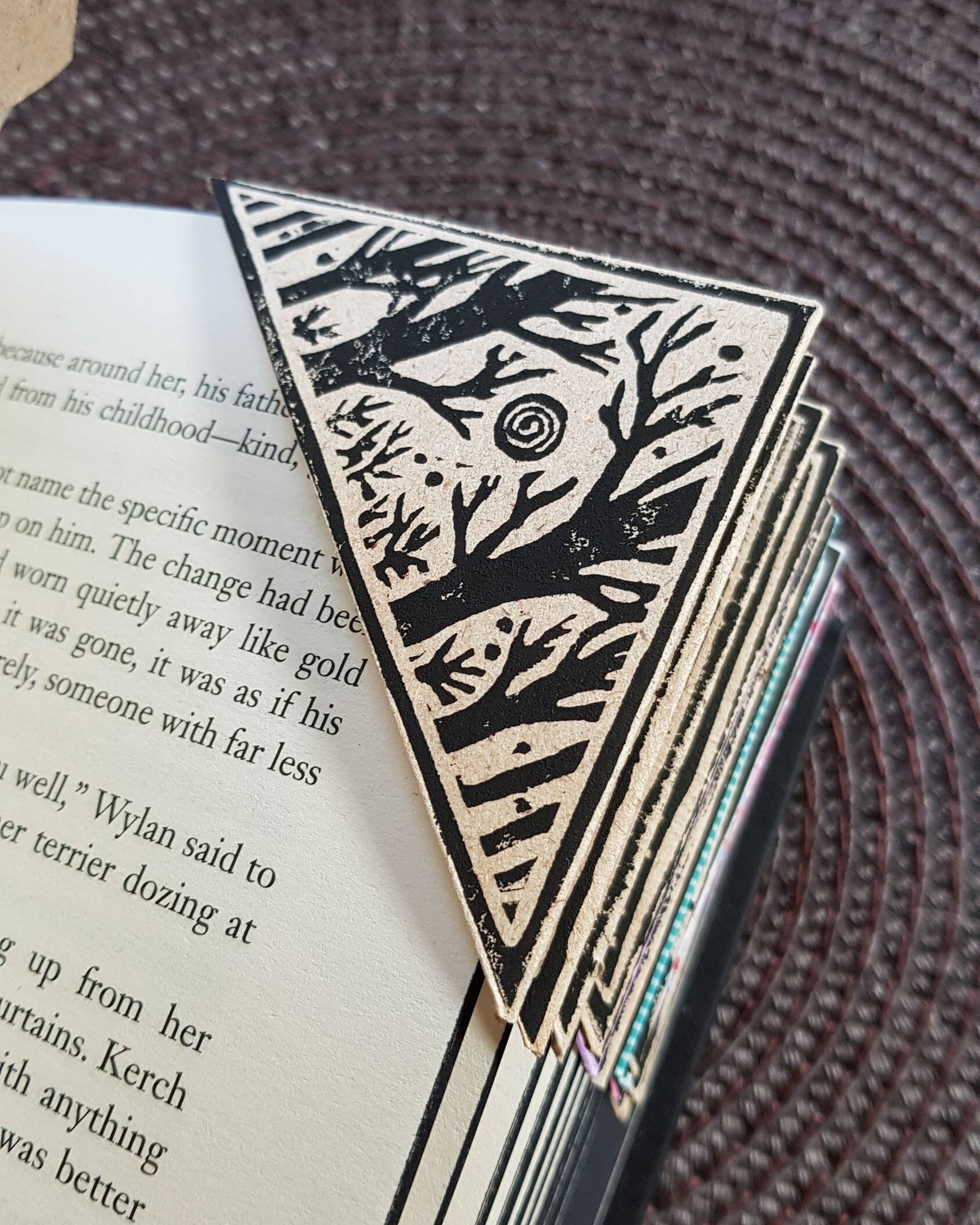 Linoprint-origami Bookmarks Unique Book Accessories | Etsy