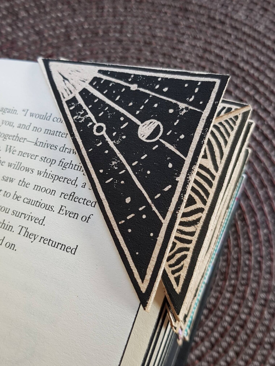 Linoprint-origami Bookmarks Unique Book Accessories | Etsy