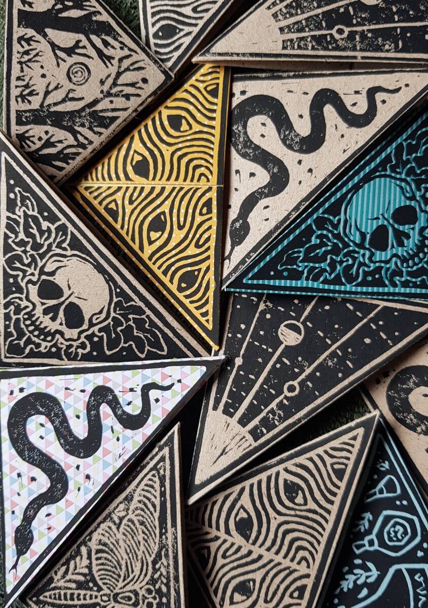 Linoprint-origami Bookmarks, Unique Book Accessories, Booklover Gift ...