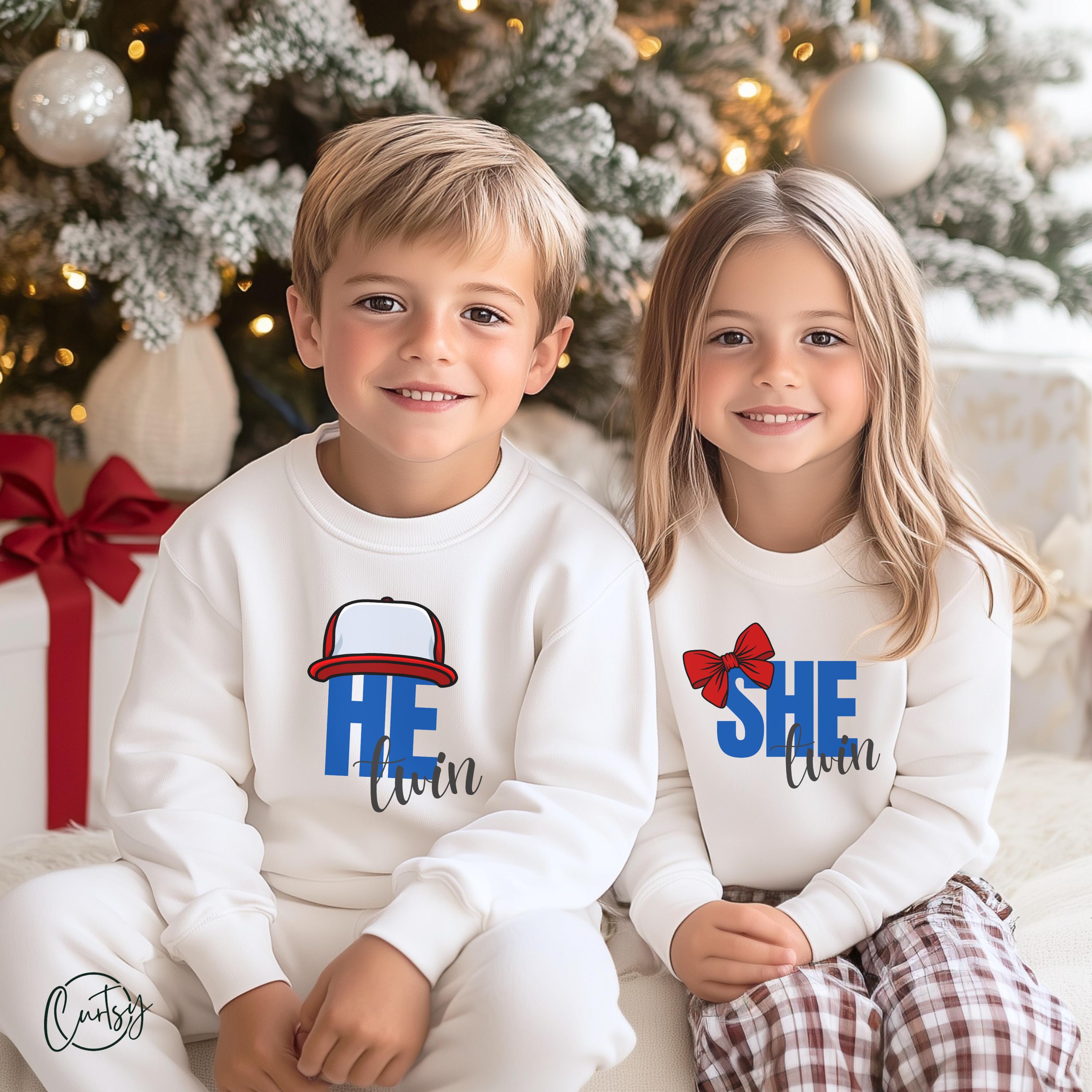 Matching Twins Sweatshirt Set - "he Twin", "she Twin" Crewnecks - Etsy