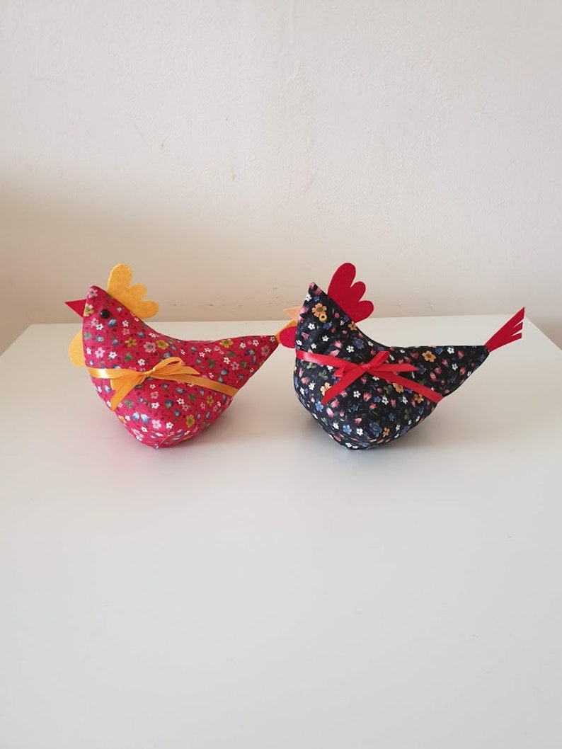 Fabric Hen, Easter Hen, Easter Decoration, Soft Stuffed Hen, Colorful ...