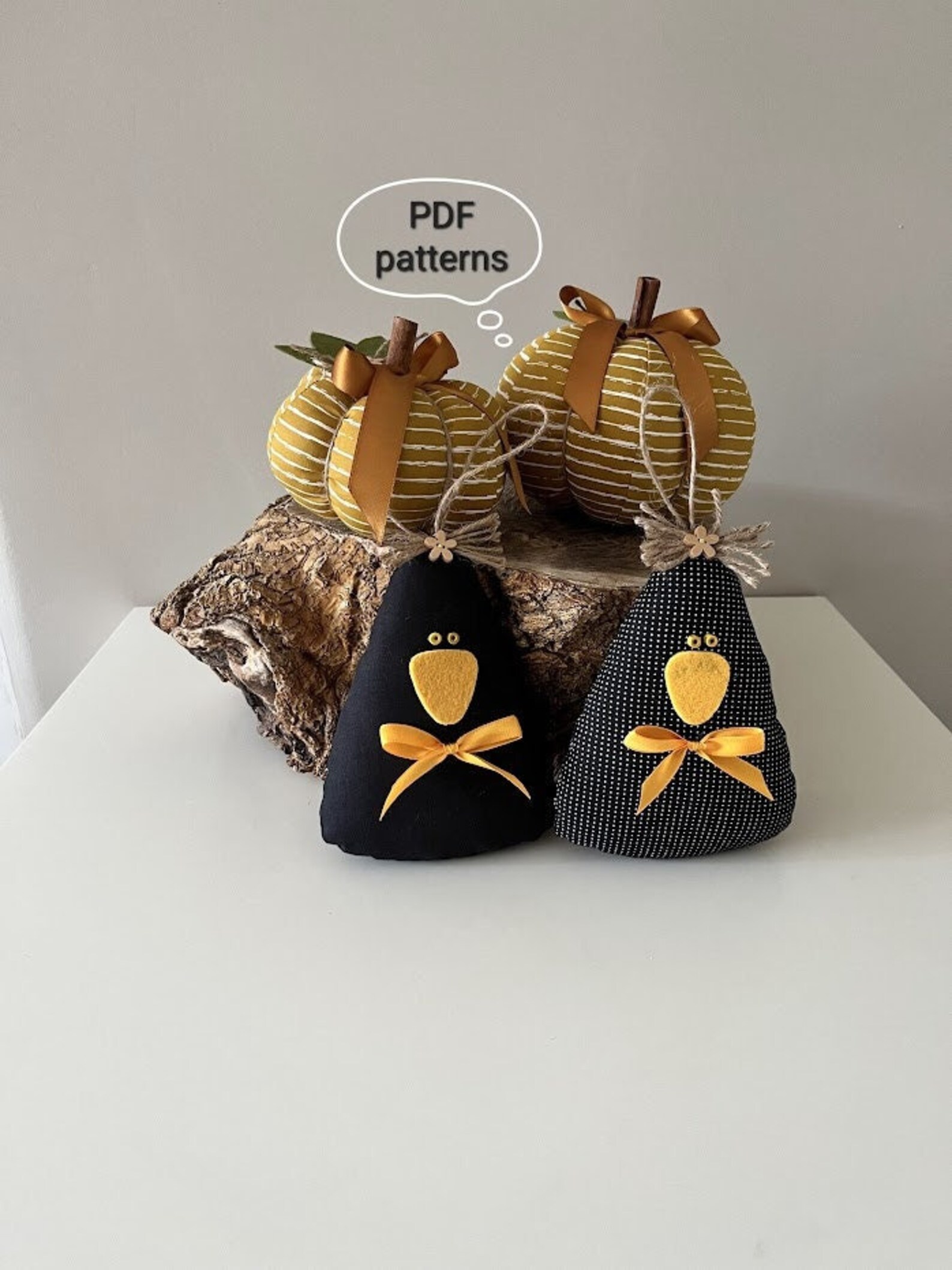 PDF Patterns, DIY Pumpkins and Crow, Halloween Decorations, Digital ...