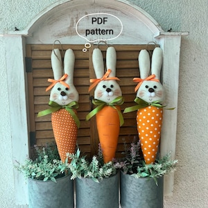 PDF Easter Pattern, DIY Bunny-carrot, Easter Decoration, Rabbit, Carrot ...
