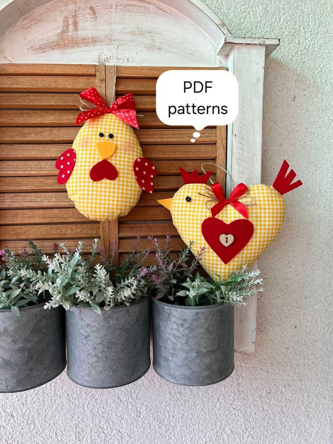 DIY Easter Chickens Out of Fabric and Felt, PDF Patterns, Easter Gifts ...