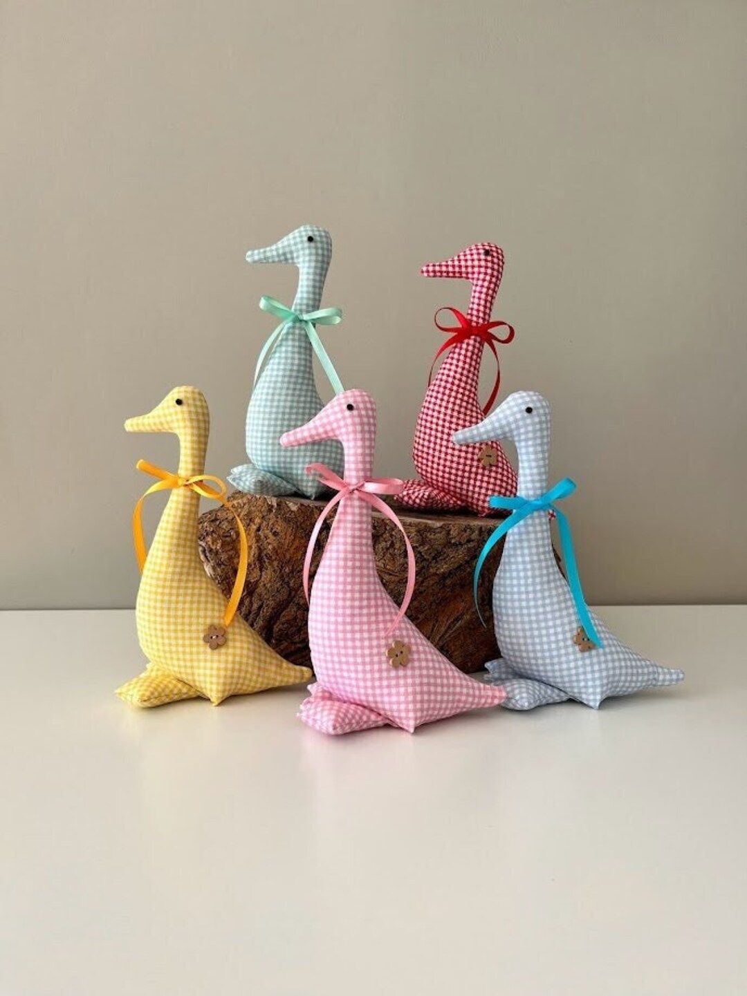 Stuffed Ducks From Cotton Cloth Pepitas in Assorted Colors,easter ...