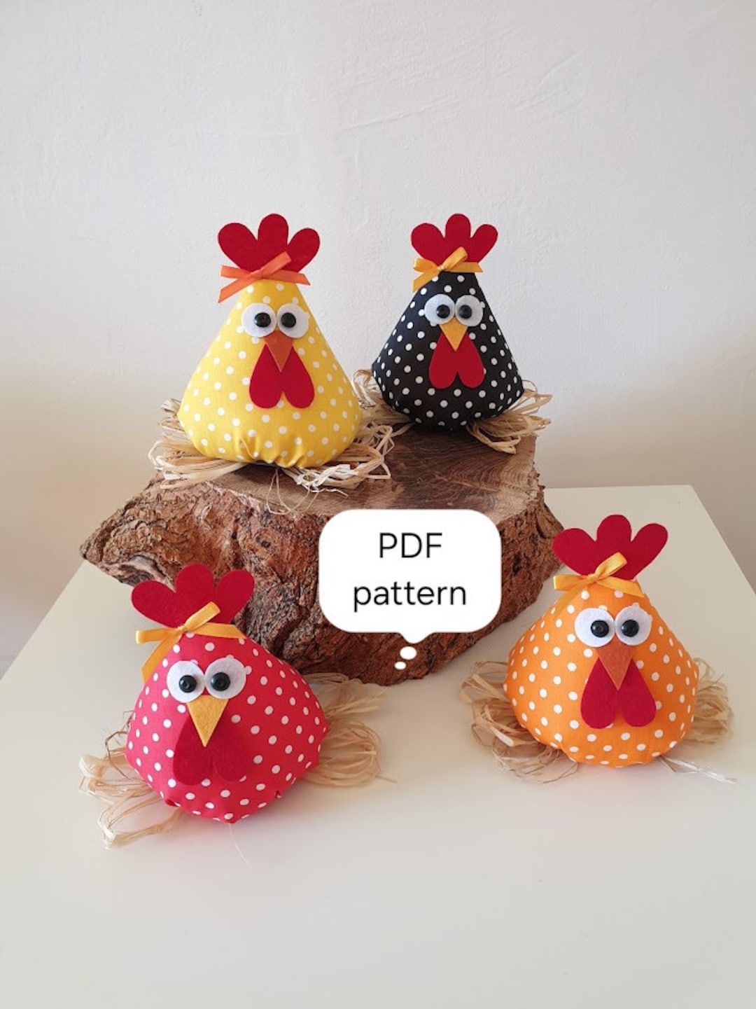 DIY Cone-shaped Easter Chicken in a Nest, Chicken Made of Fabric and ...