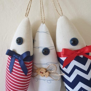 Sea Decor, Set of Three Fish, Maritime Decoration, Fabric Fish ...