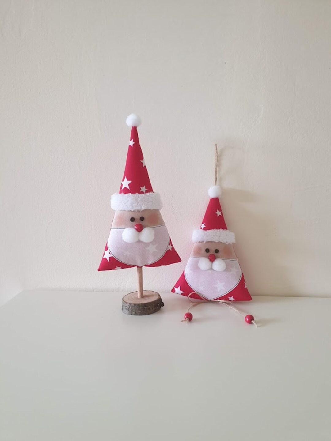 Set of 2 Pieces Santa Claus Made of Fabric, Santa Claus Figures ...