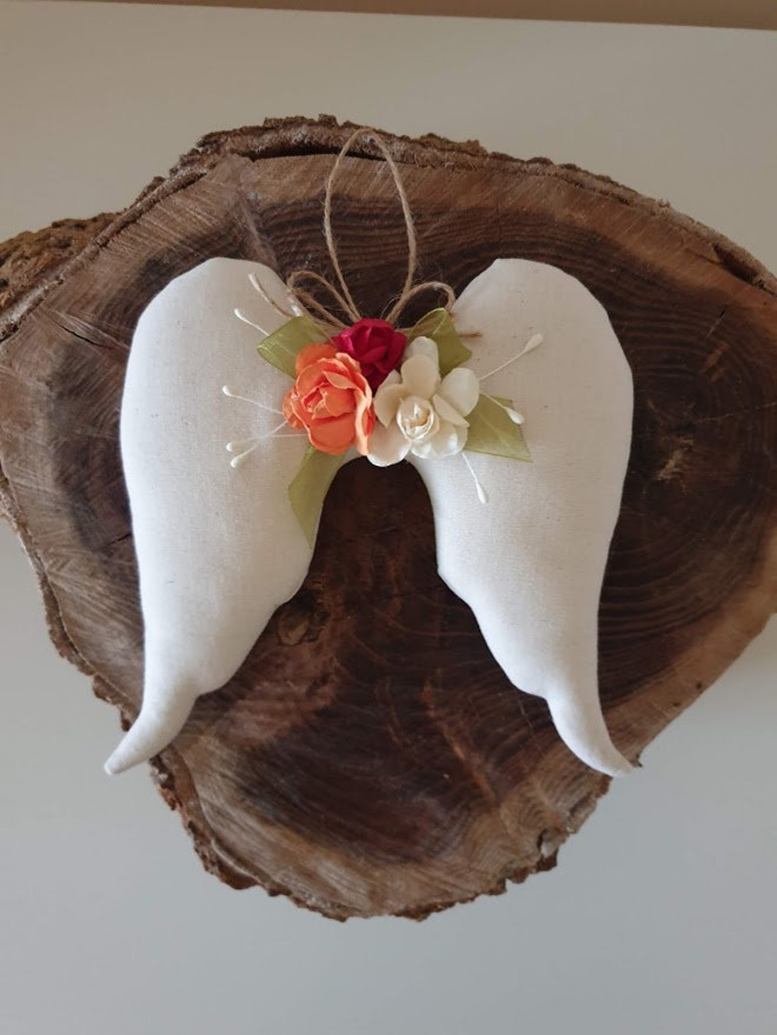 White Hanging Angel Wings With Flowers Fabric Wings Lover | Etsy