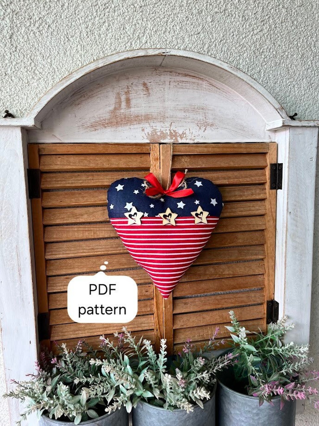 American Heart, 4th of July, Digital Template, DIY, Patriotic Decor ...