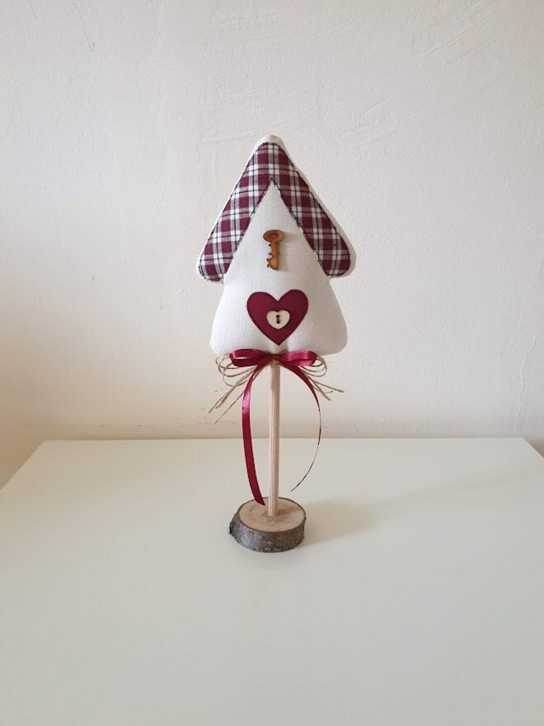 Love House Made of Fabric on a Wooden Base, the Key to the Heart ...
