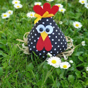 DIY Cone-shaped Easter Chicken in a Nest, Chicken Made of Fabric and ...