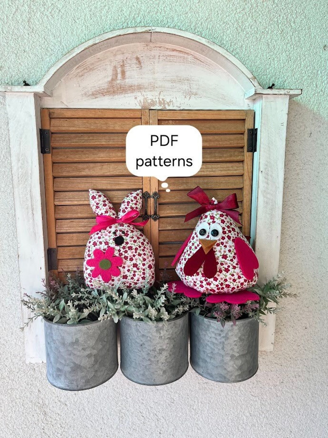 PDF Easter Patterns, DIY Chicken and Rabbit, Digital Templates, Easter ...