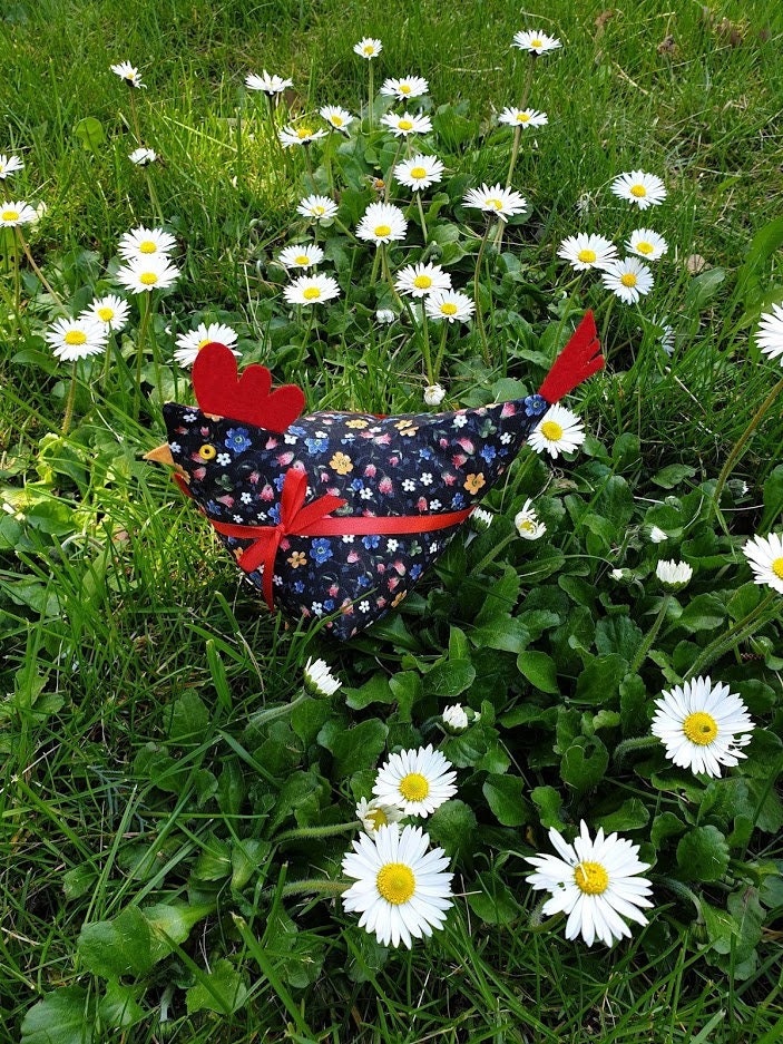 Fabric Hen, Easter Hen, Easter Decoration, Soft Stuffed Hen, Colorful ...
