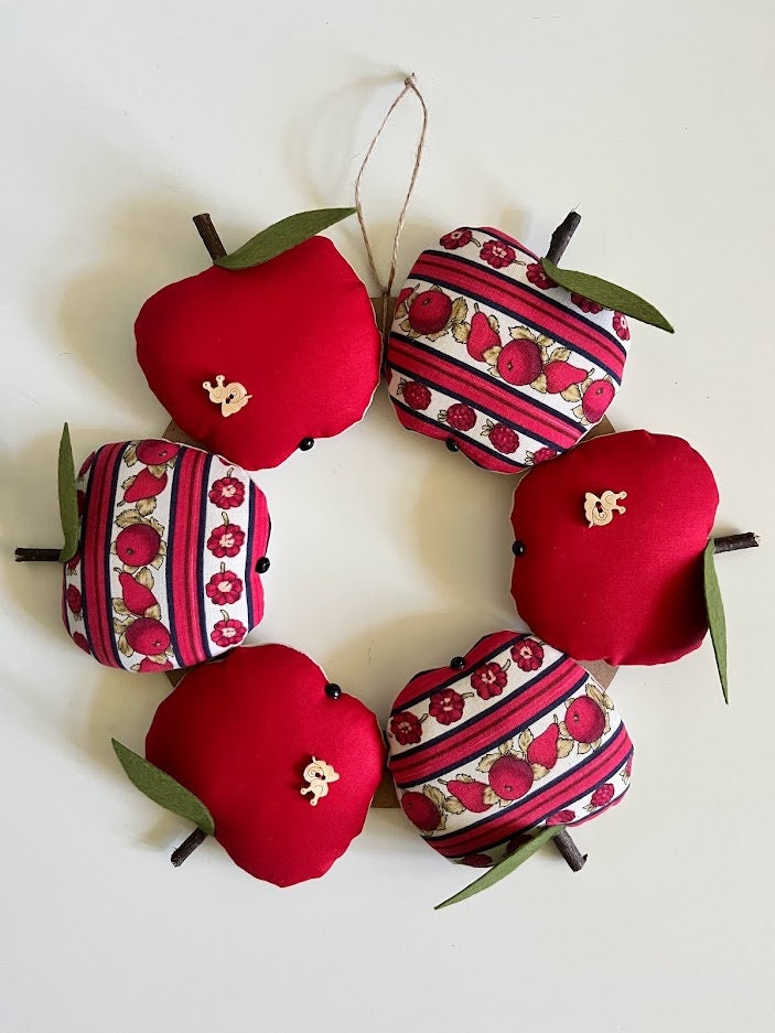 DIY Apple Wreath, PDF Sewing Pattern & Instructions, Farmhouse Decor ...