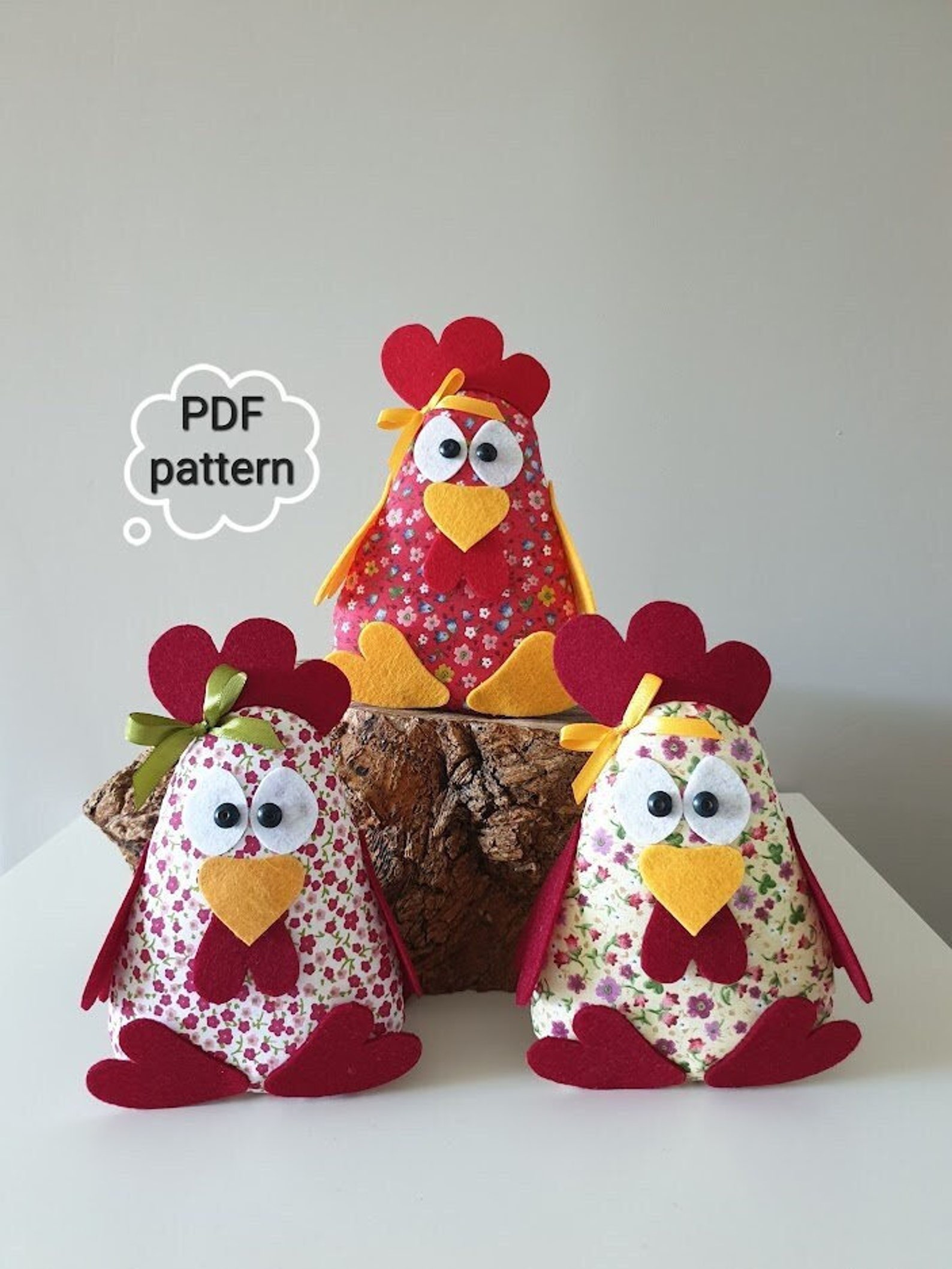 Easy to Make Chicken PDF Sewing Pattern Table Decoration - Etsy