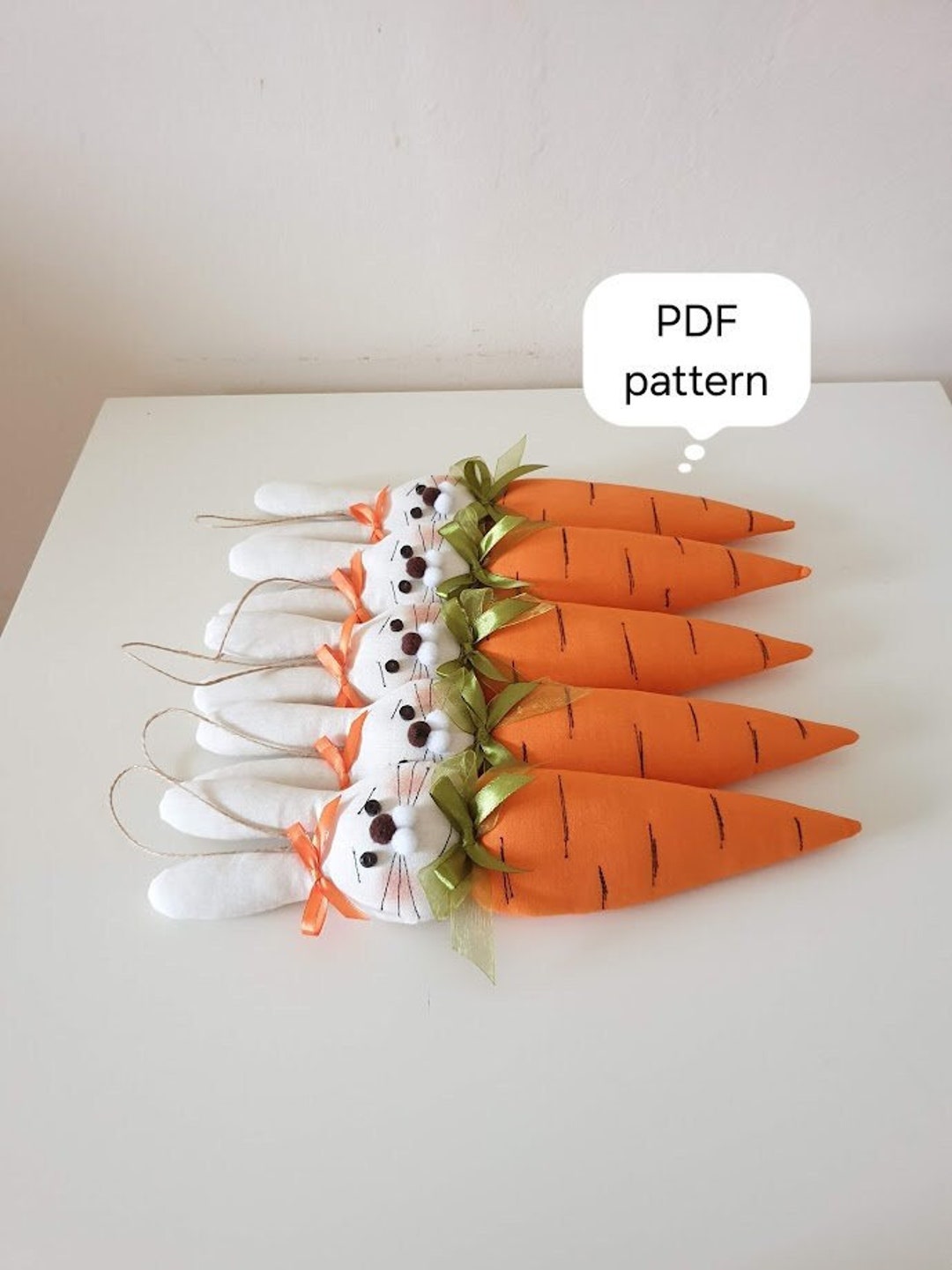 PDF Easter Pattern, DIY Bunny-carrot, Easter Decoration, Rabbit, Carrot ...
