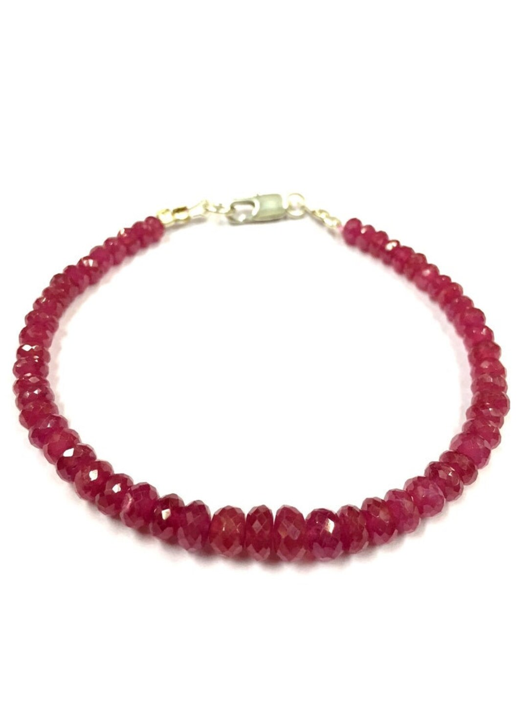 Natural Faceted Ruby Bracelet Dainty Bracelet Ruby Faceted Gemstone ...