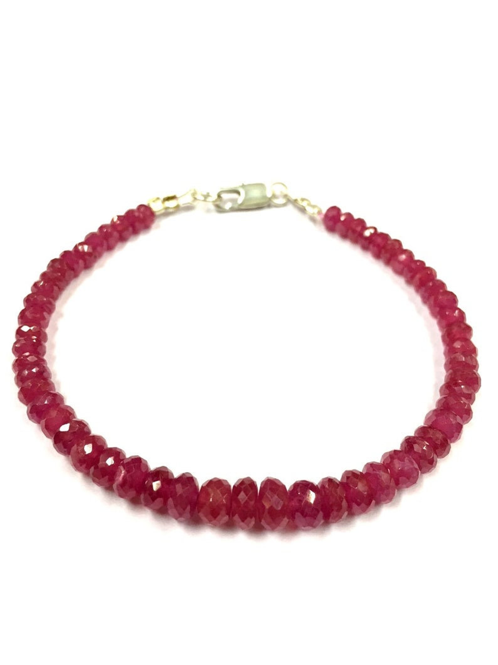 Natural Faceted Ruby Bracelet Dainty Bracelet Ruby Faceted - Etsy