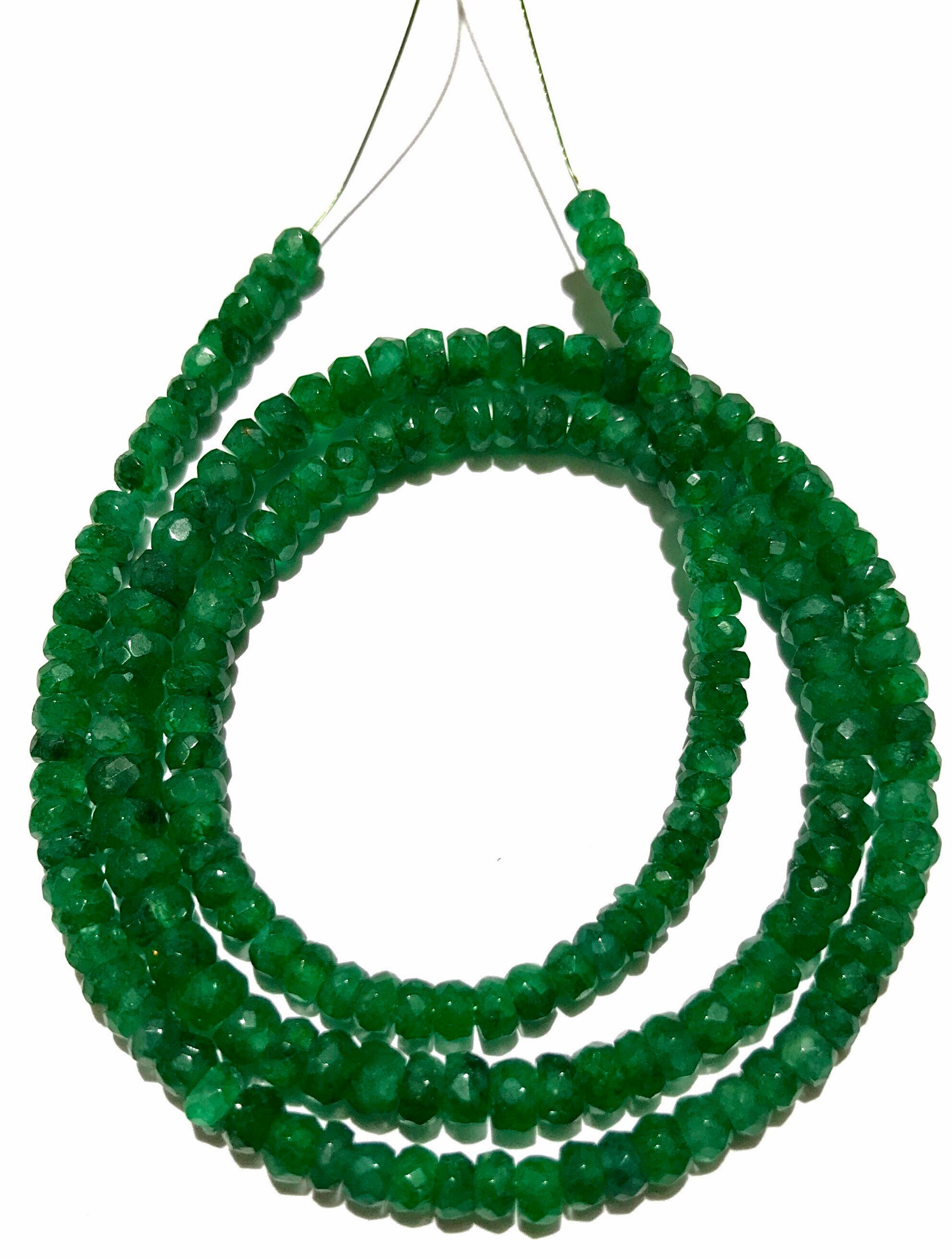 Natural Zambian Emerald Faceted Beads 4/5/6mm Emerald Beryl Rondelle ...