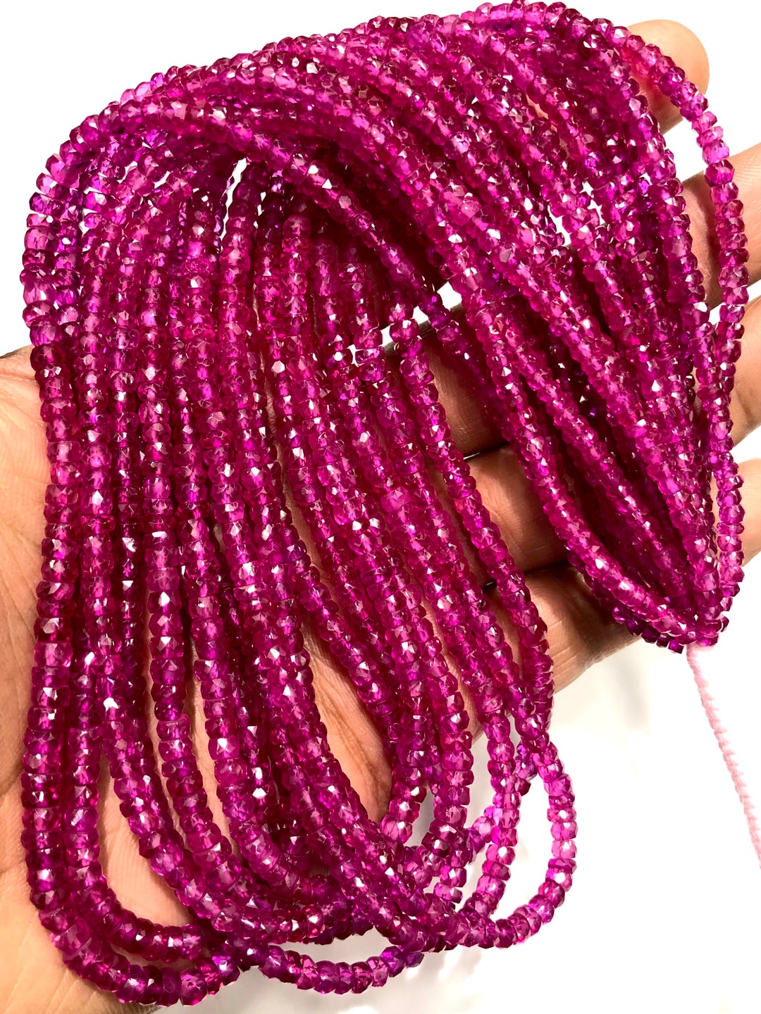 HOT Pink Spinel Bead~~aaaa++ QUALITY Pink Spinel Faceted Rondelle Beads ...