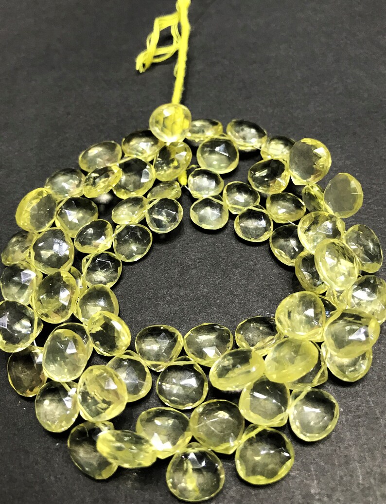 ON SALE Natural and Rare Lemon Topaz Faceted Beads. Heart - Etsy