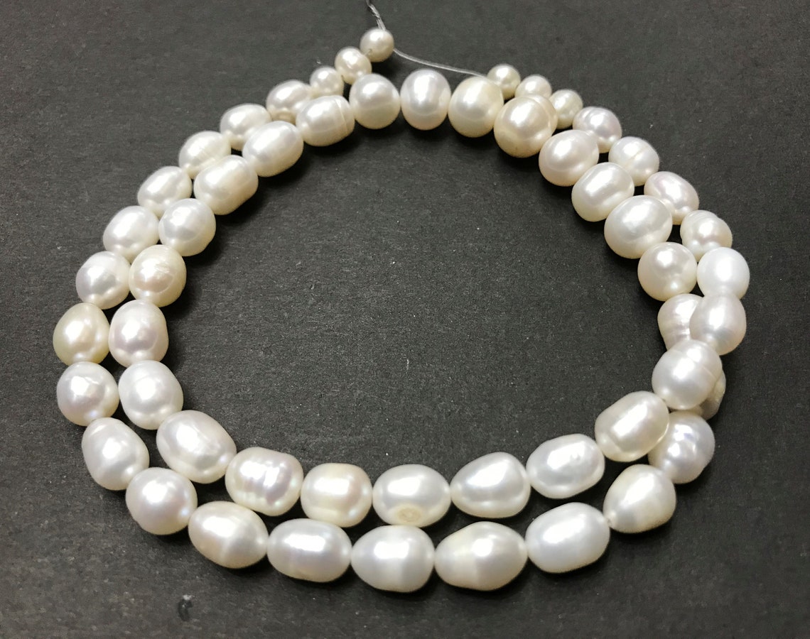 18" Pearl Capsule Shape Beads 9*10mm Height. Smooth AAA+ Quality Pearl ...