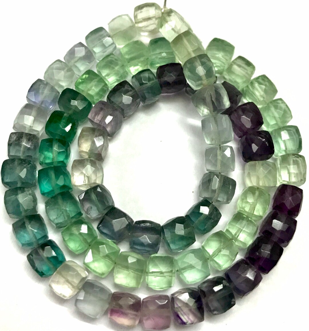 Multi Fluorite Faceted Box Beads Natural Fluorite Faceted Cube Beads ...