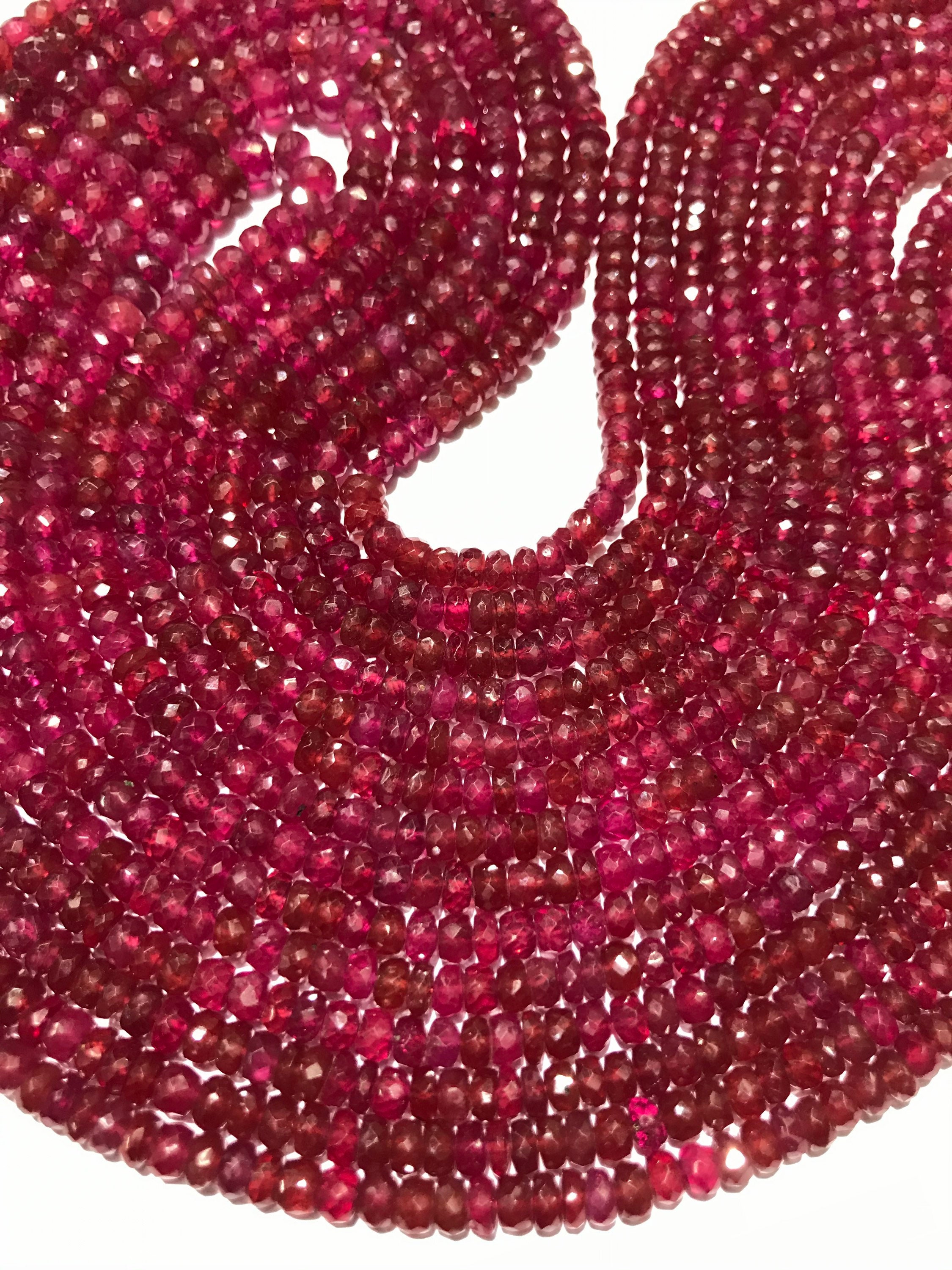 AAAA++ Quality~~rare Red Ruby Gemstone Beads Necklace Natural Mined ...