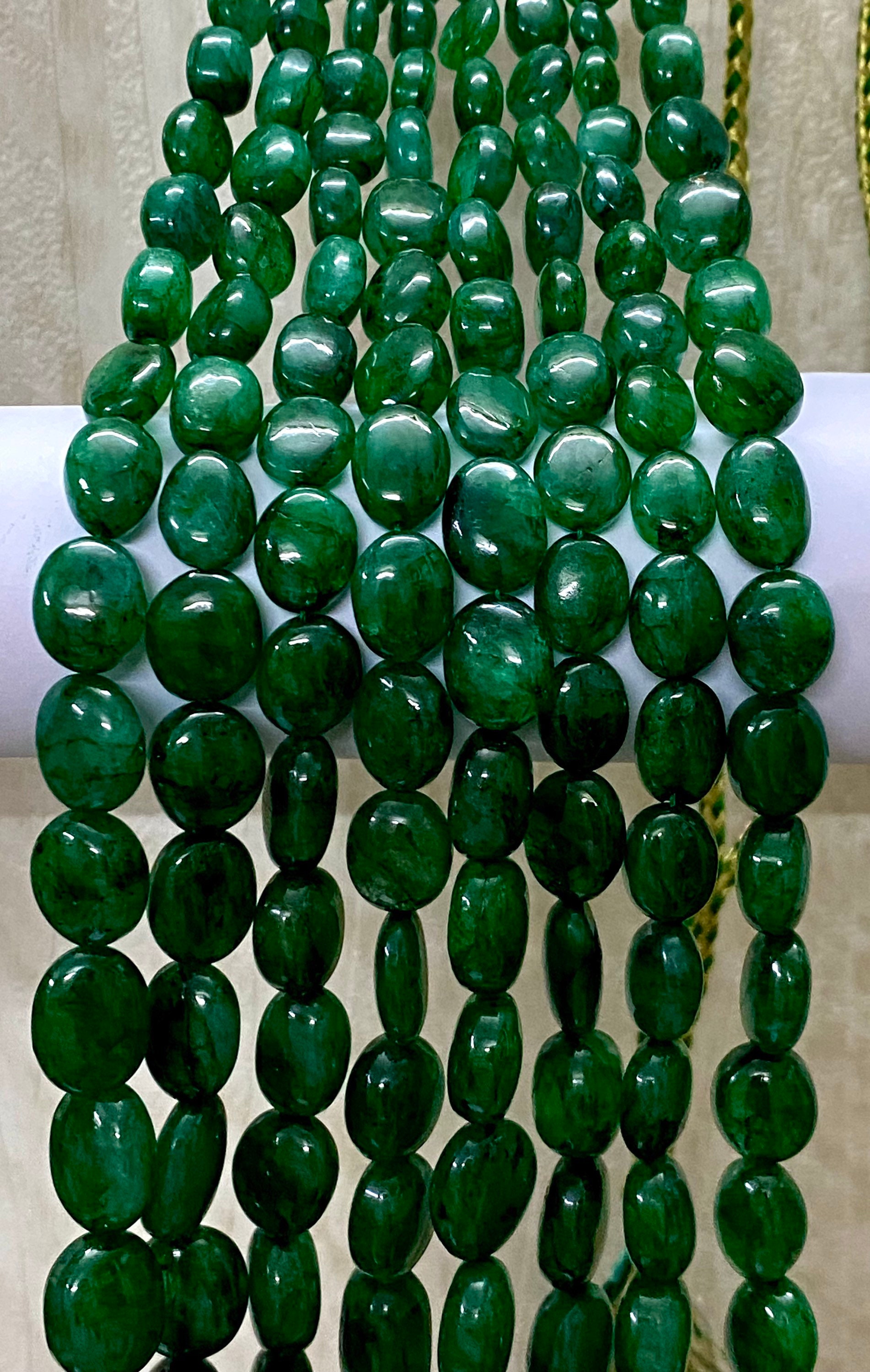 Natural Raw Emerald Smooth Nugget Beads 4 Layer Necklace Green | Etsy