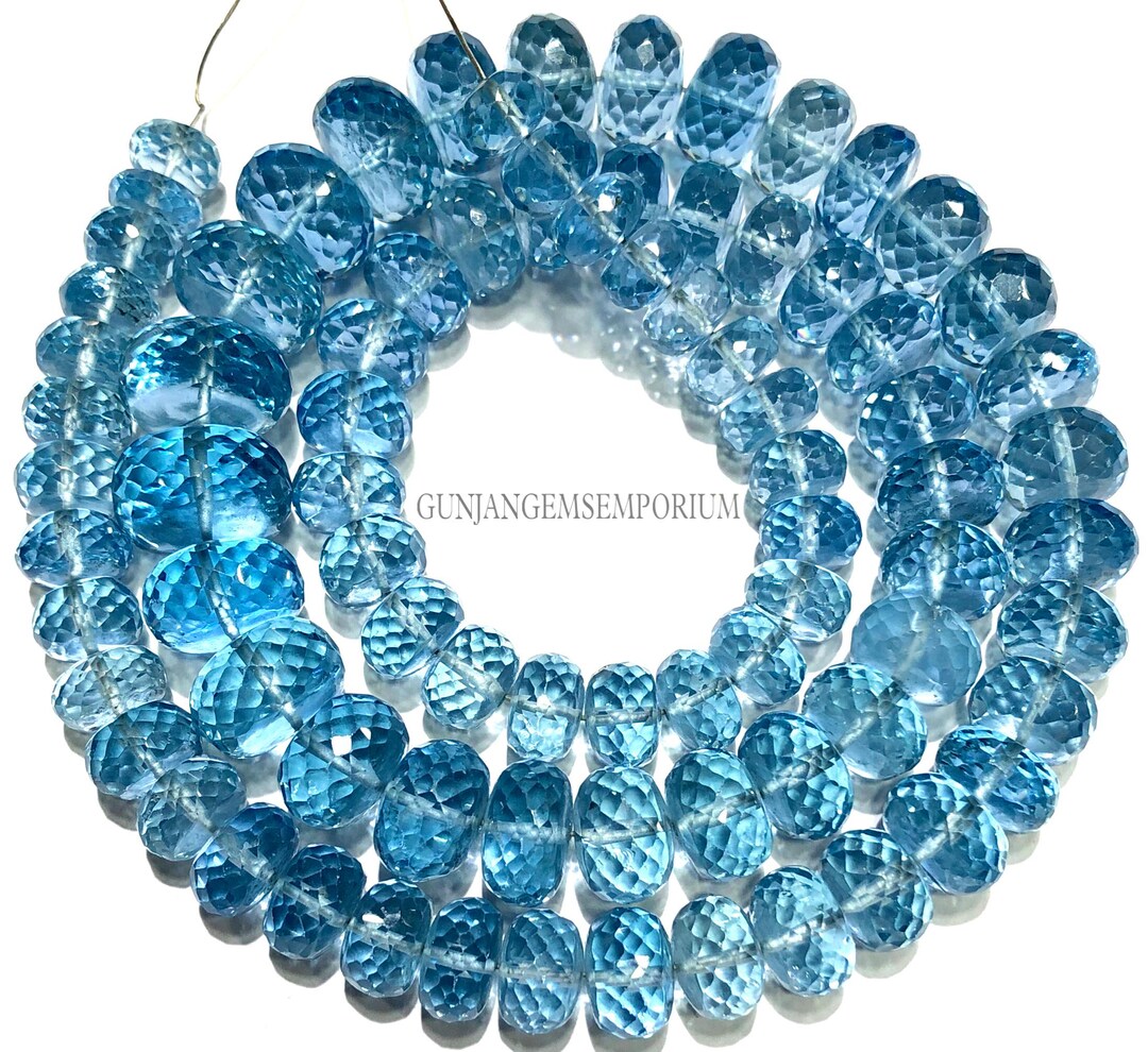So Sparkling~aaaa+ QUALITY Sky Blue Topaz Faceted Rondelle Beads ...