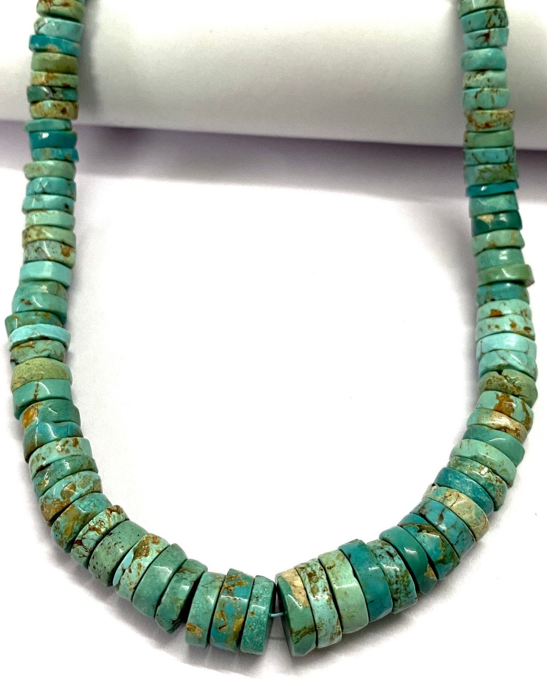 Natural Turquoise Flat Rondelle Beads Blue-green Turquoise Smooth Tyre ...