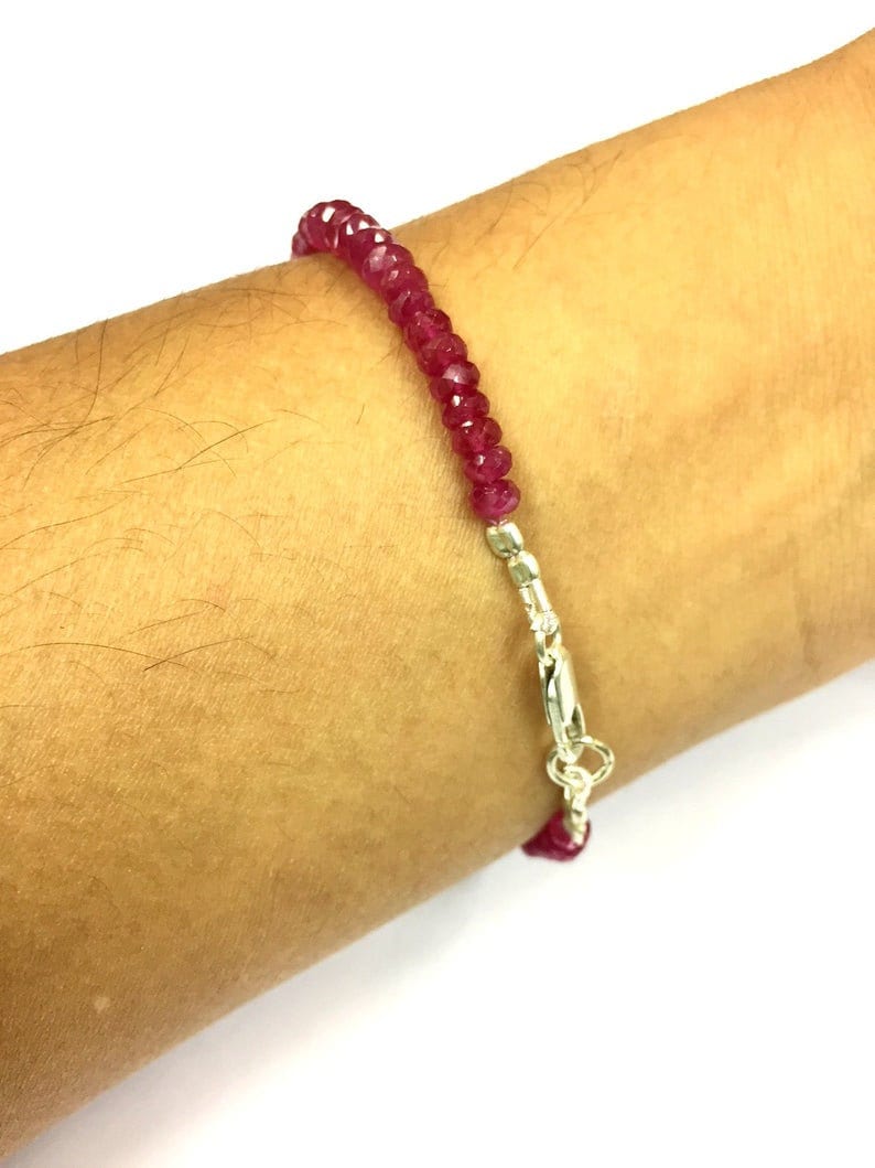 Natural Faceted Ruby Bracelet Dainty Bracelet Ruby Faceted - Etsy