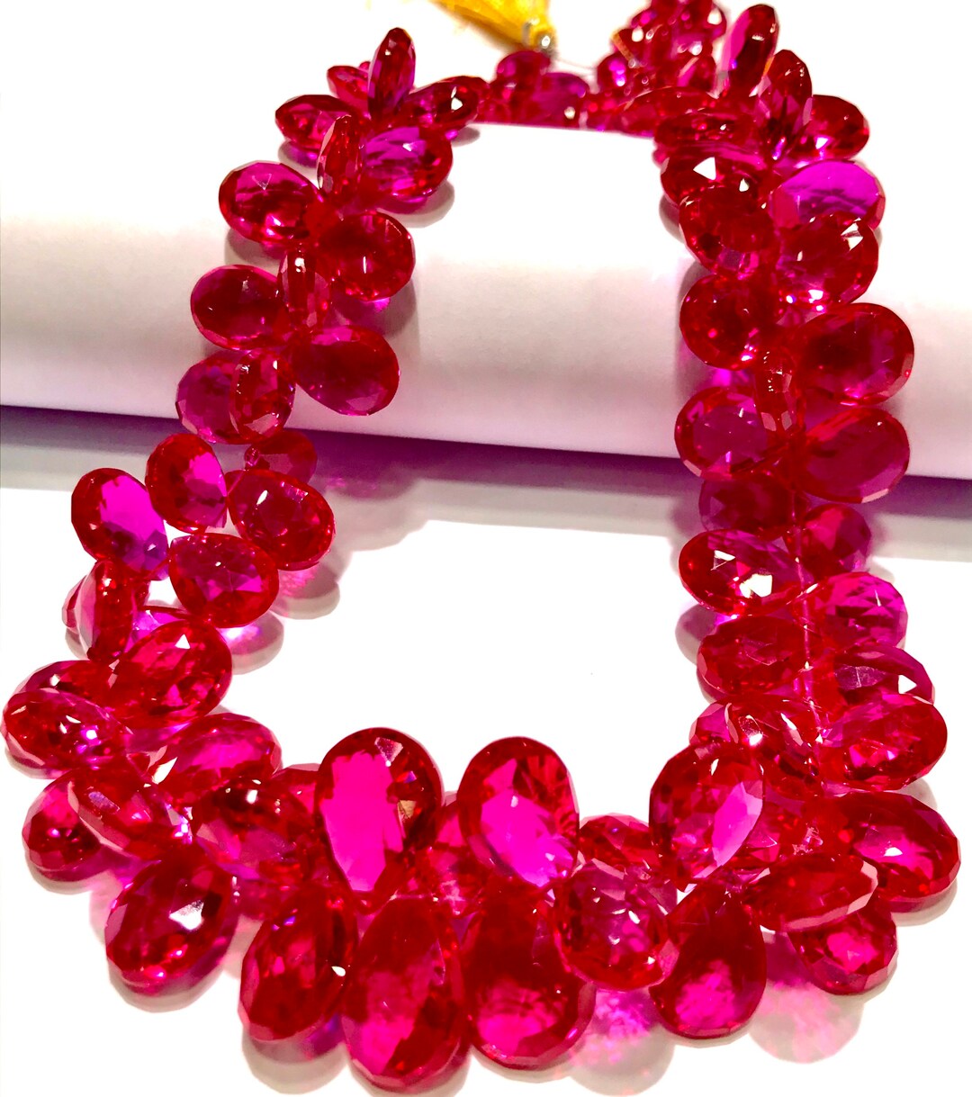 Sparky Gorgeous~~aaaa+ Juicy Pink Spinel Faceted Pear Shape Beads Pink ...
