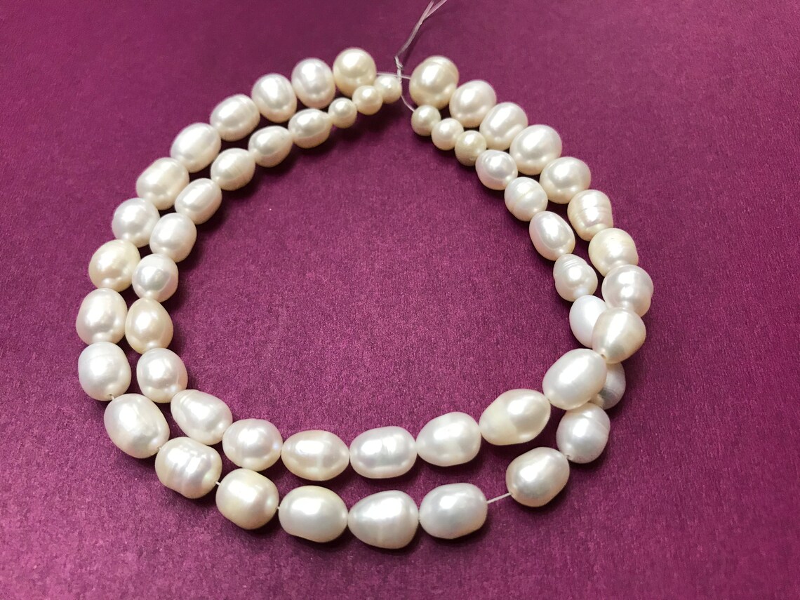 18" Pearl Capsule Shape Beads 9*10mm Height. Smooth AAA+ Quality Pearl ...