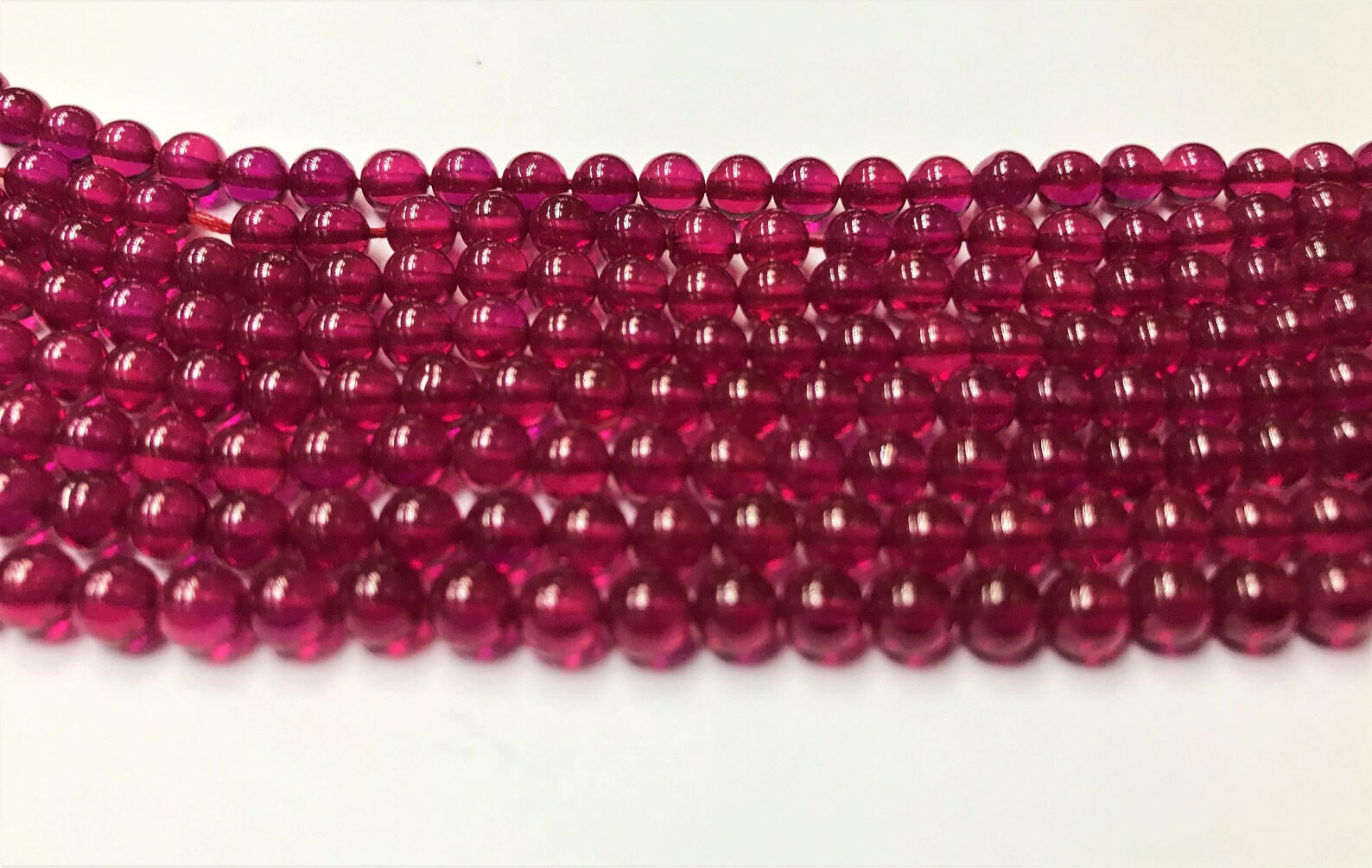 5mm RUBY CORUNDUM Smooth Balls.sold at 5 Strands. 14" 5mm Round Smooth ...