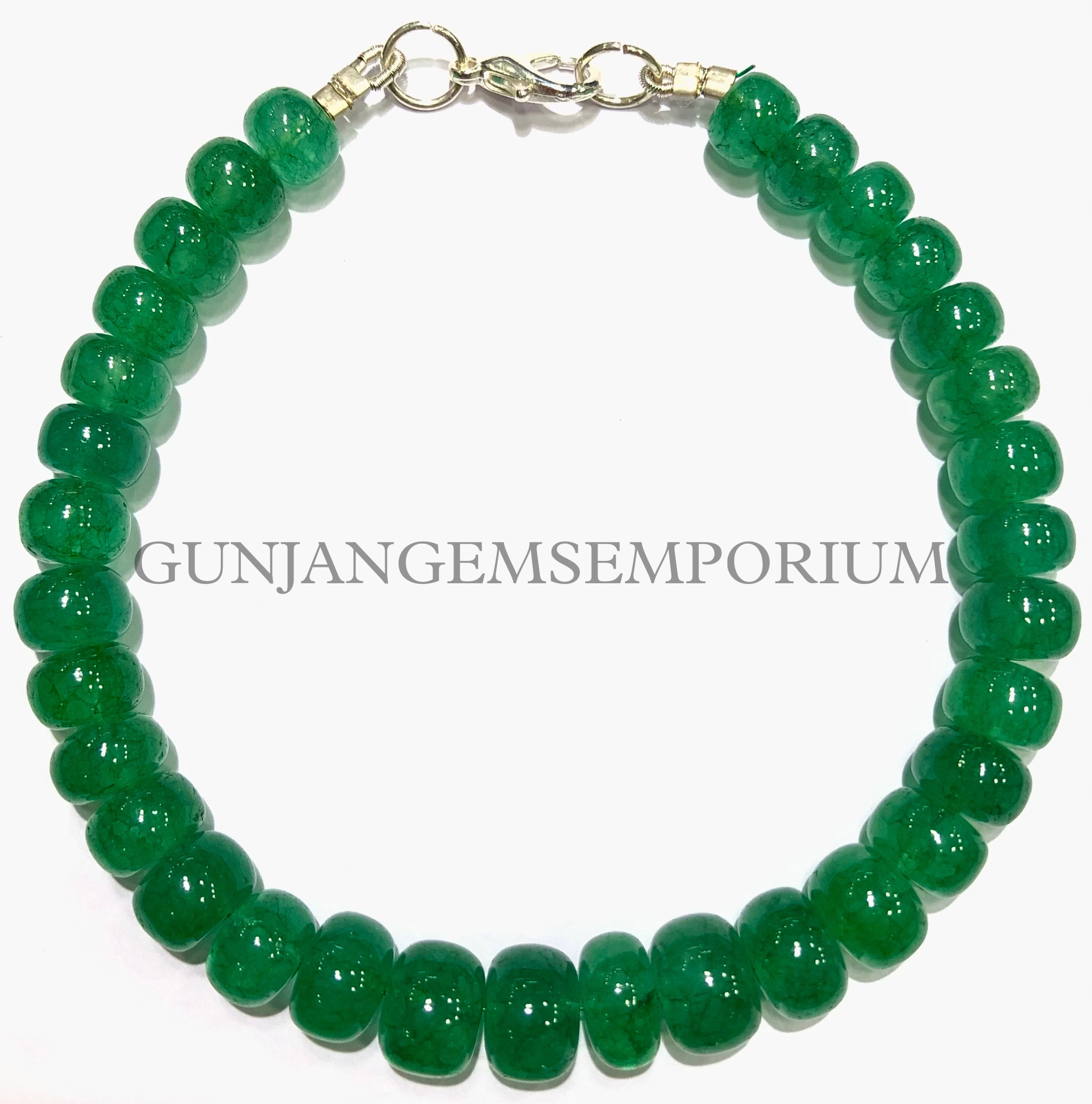 AAA+ Zambian Green Emerald Bracelet Emerald Smooth Rondelle Beads SO ...
