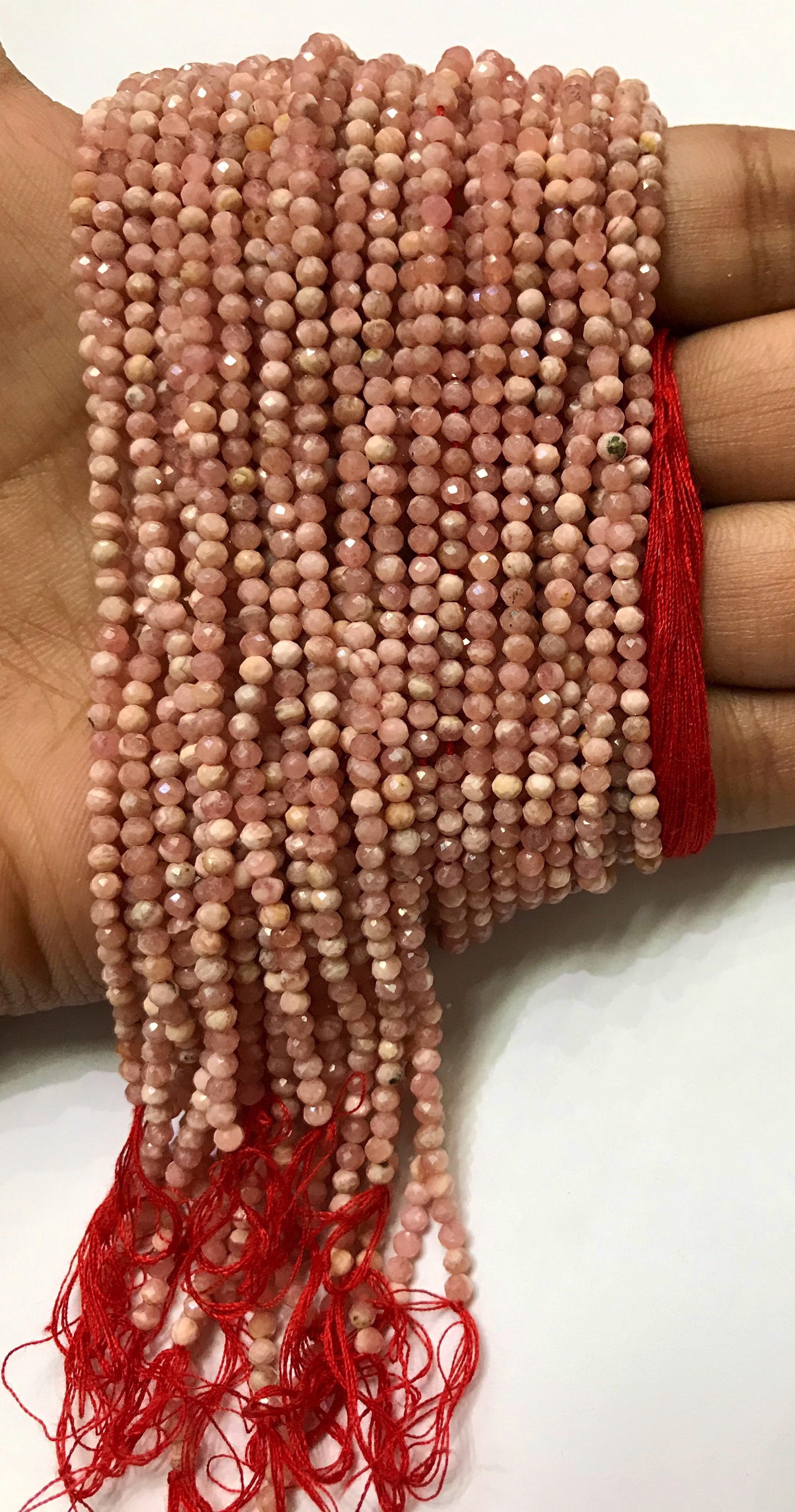 5 Strand of Natural Faceted Rhodonite Beads//rondelle Shape - Etsy